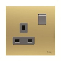 ABB Double Pole Switched Socket, AM23786-MG, Millenium, 13A, Matt Gold
