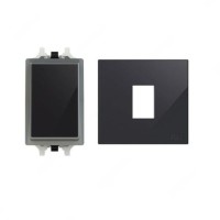 ABB Black Glass Electrical Switch with Rocker Frame, 1 Gang, 20A