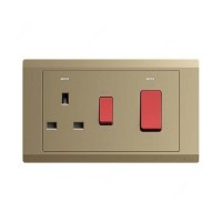 ABB 45A Cooker Switch with 13A Socket, Inora, Royal Gold, BL118-PG