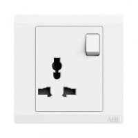 ABB Inora Single Pole Universal Switch Socket, 1 Gang, 13A, White