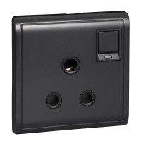 Schneider 15A 250V 1 Gang 3 Round Pin Switched Socket with Neon, Matt ...