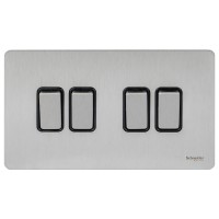 Schneider Ultimate Plate switch 4 gangs stainless stl Bl GU1442BSS
