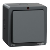 Schneider Weatherproof 2-Way Switch - IP66, 1 Gang, 10AX, Grey - LWP1612