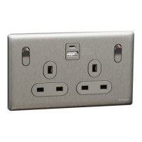 Schneider Electric Switched socket with USB, Unica X, 13A, 250V, 2 pole, type A+C, 21W ...