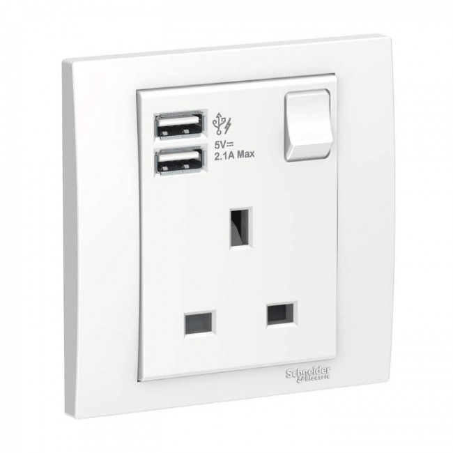 Schneider Vivace 1 Gang socket with 2 USB Port AKB15USB_WE Price in UAE