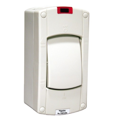 Schneider 20A 250V Surface Mount Single Pole Isolating Switch with Neon IP66 - CSS120N