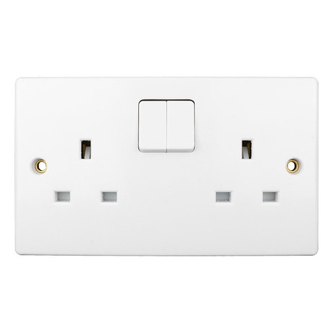 Schneider Ultimate Slimline - switched socket - 2 gangs - white - GU3020 Schneider Ultimate Slimline - switched socket - 2 gangs - white - GU3020