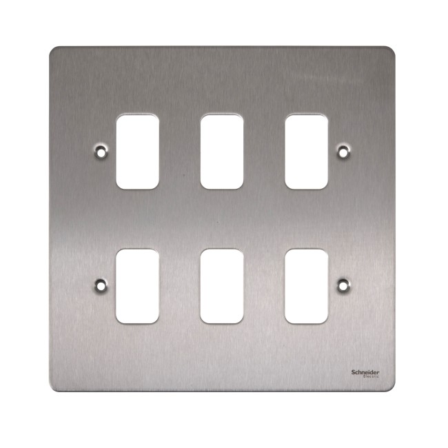 Schneider Ultimate - flat plate Grid system - 6 gangs - stainless steel ...